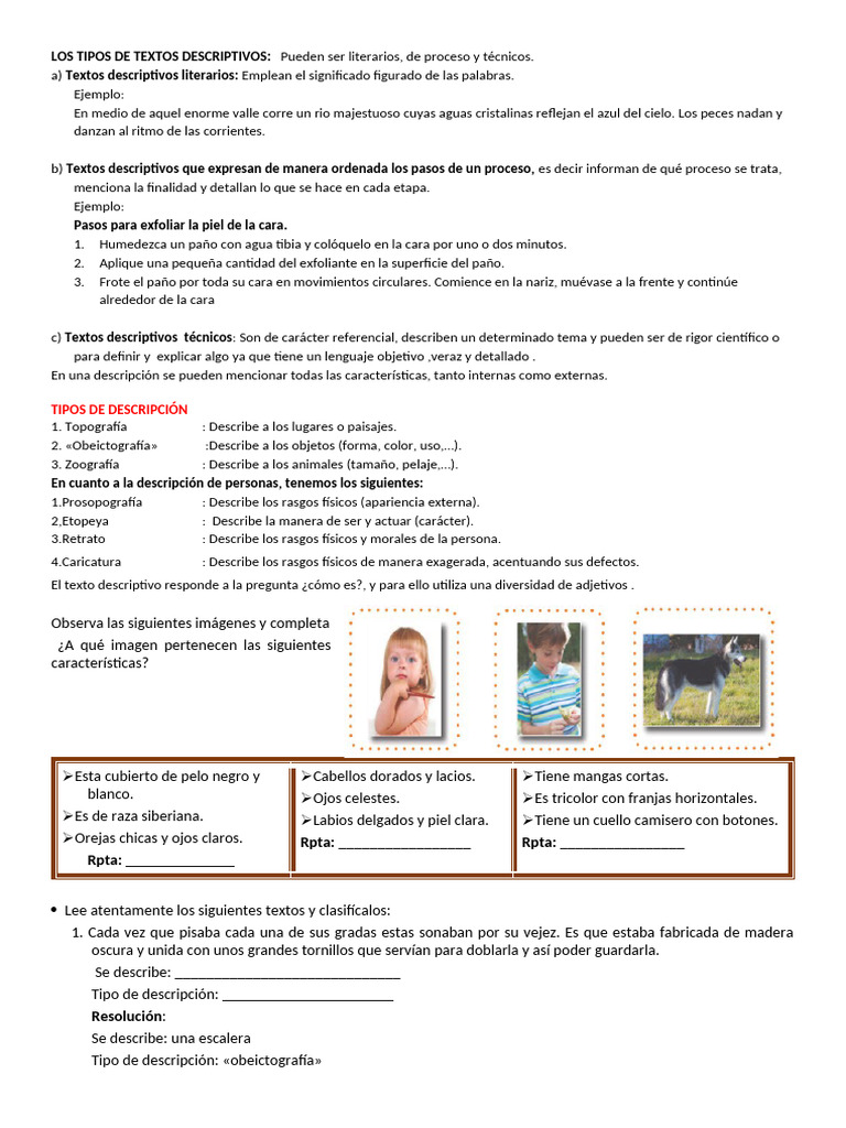 Tipos De Textos Descriptivos Pdf 7196