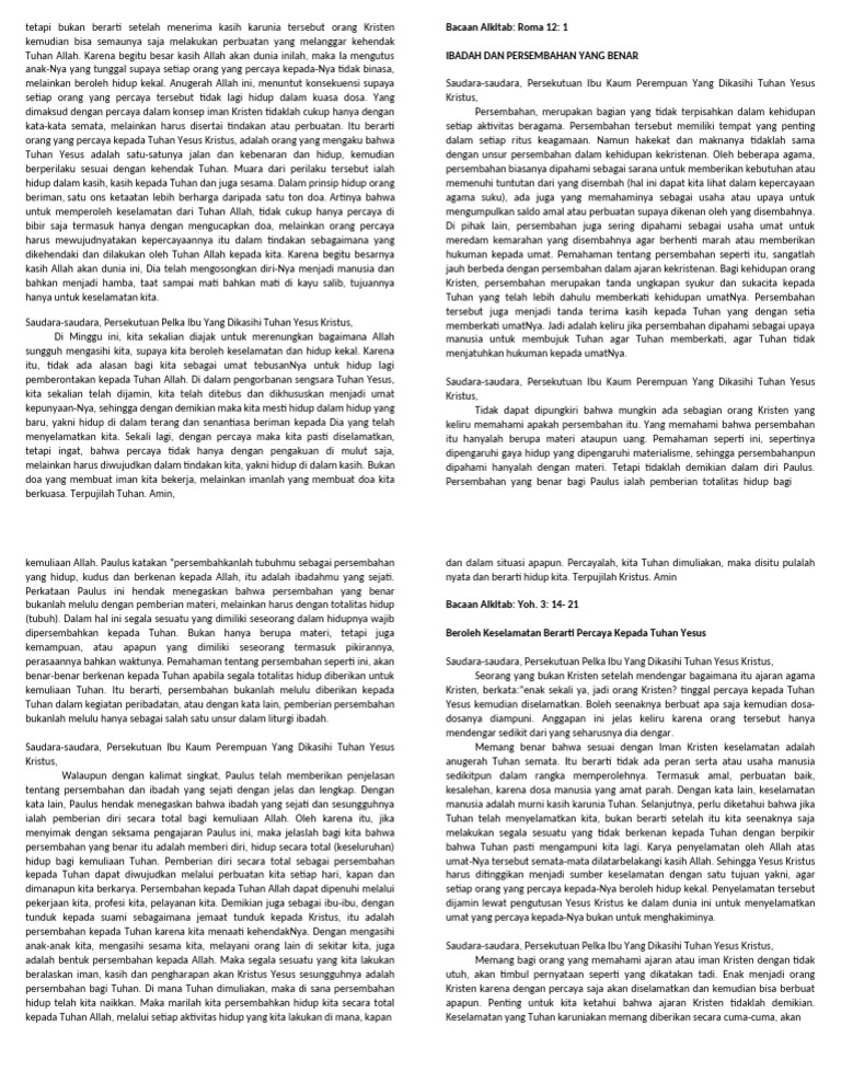 Khotbah Komp. Ibu | PDF