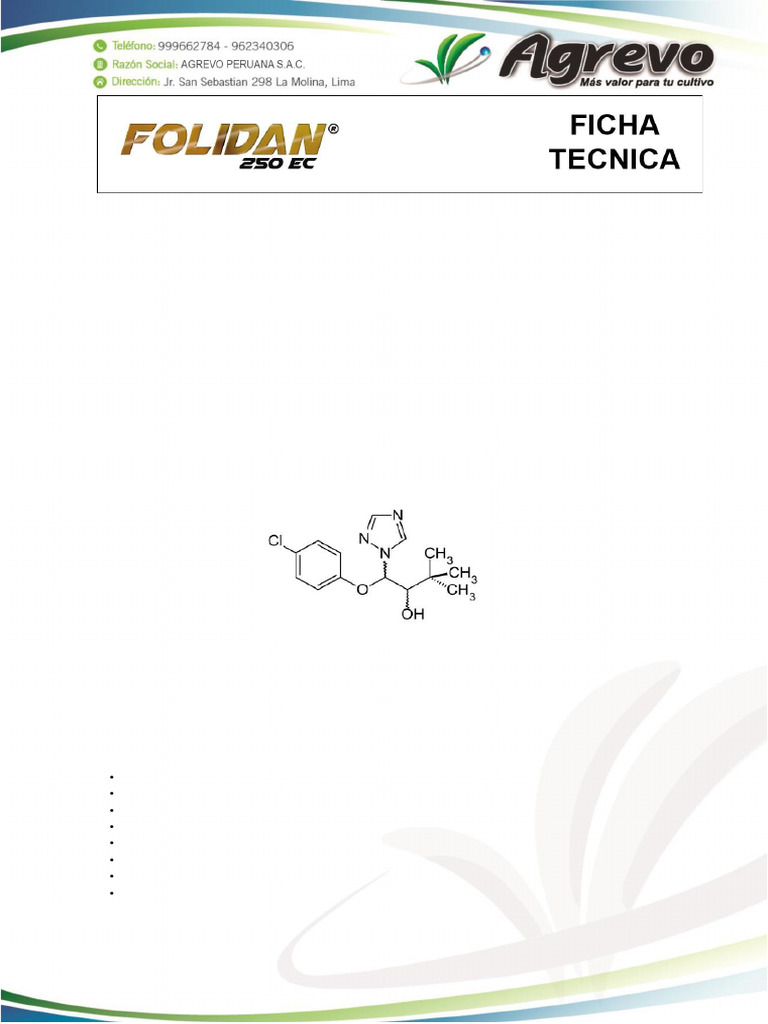 Folidan - Ficha Tecnica | PDF | Concentración | Agua