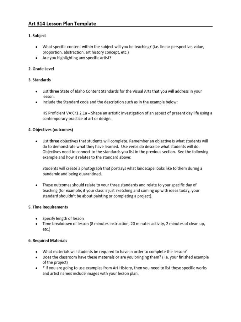 314 Lesson plan template | PDF | Educational Assessment | Lesson Plan