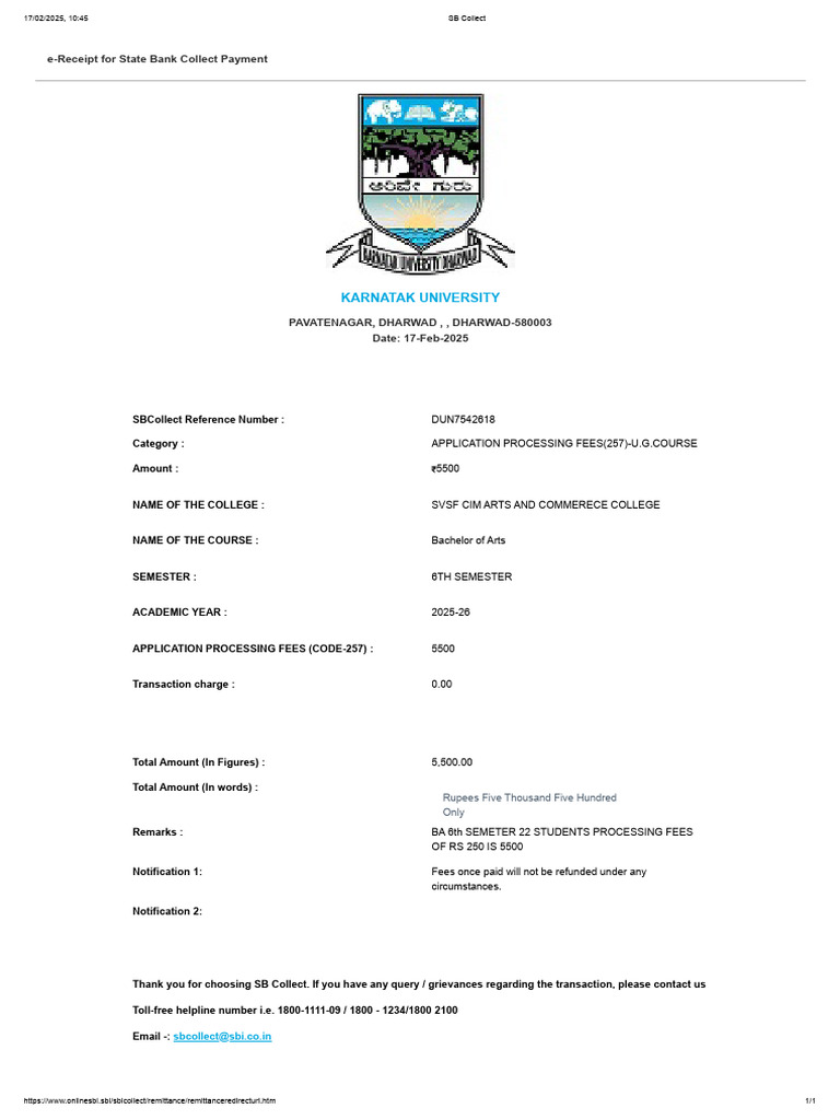 SB Collect Payment Receipt | PDF | Payments