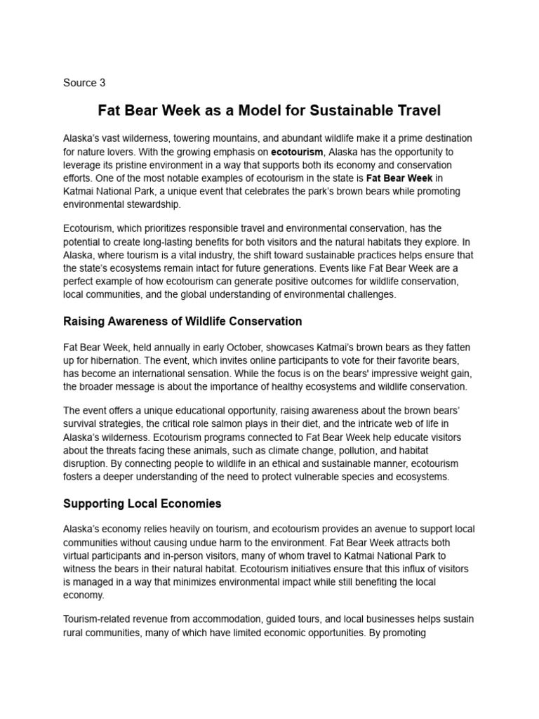 Fat Bear Week: Ecotourism in Alaska | PDF | Sustainability ...