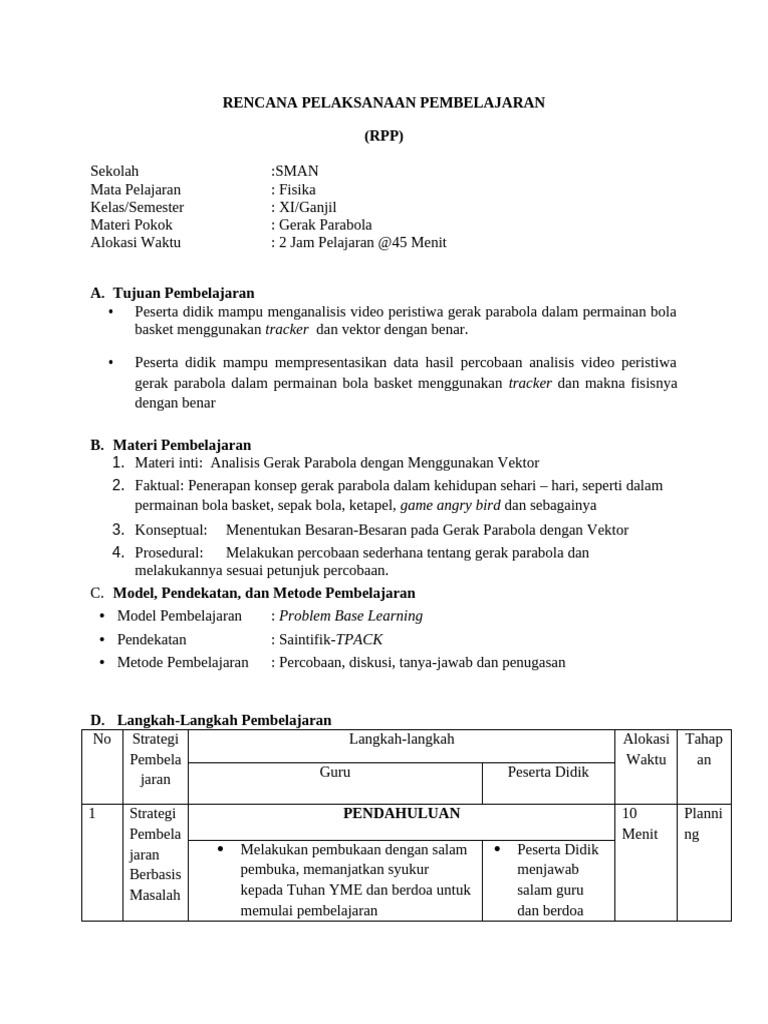 RPP, Model PBL Ramanda | PDF