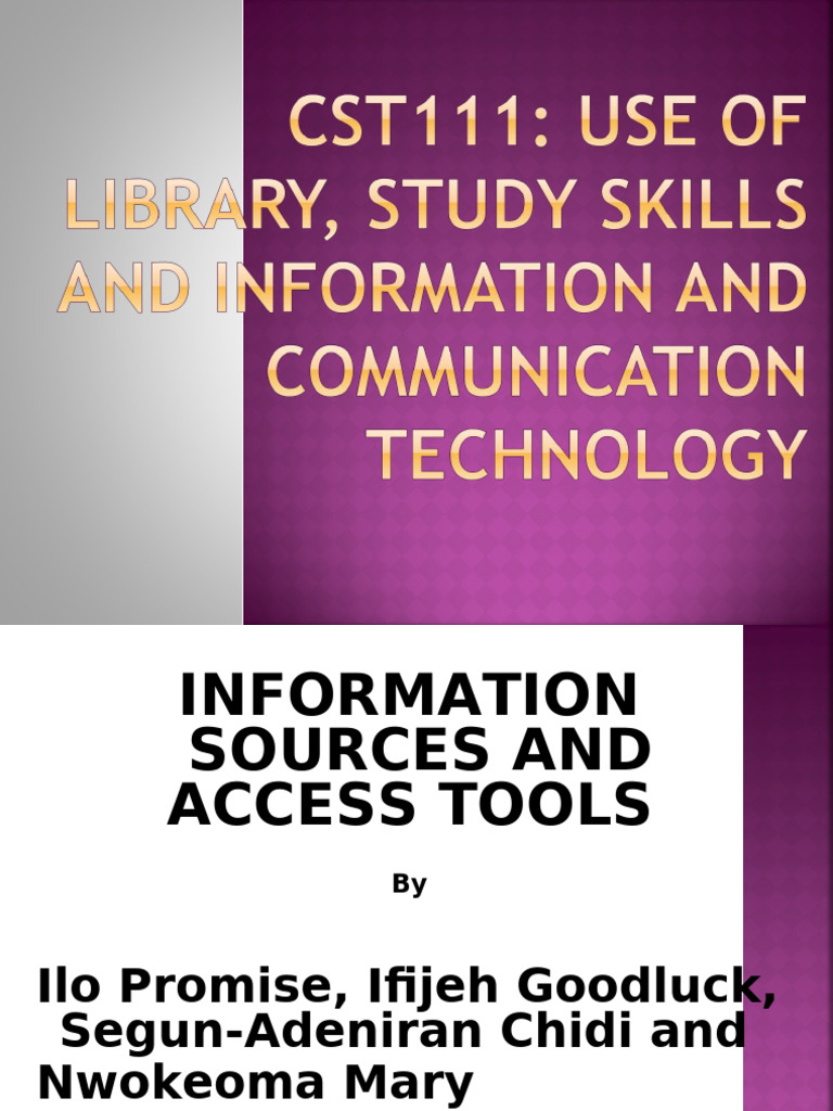 CST 111 -Information Sources (LATEST) | PDF | Microform | Books