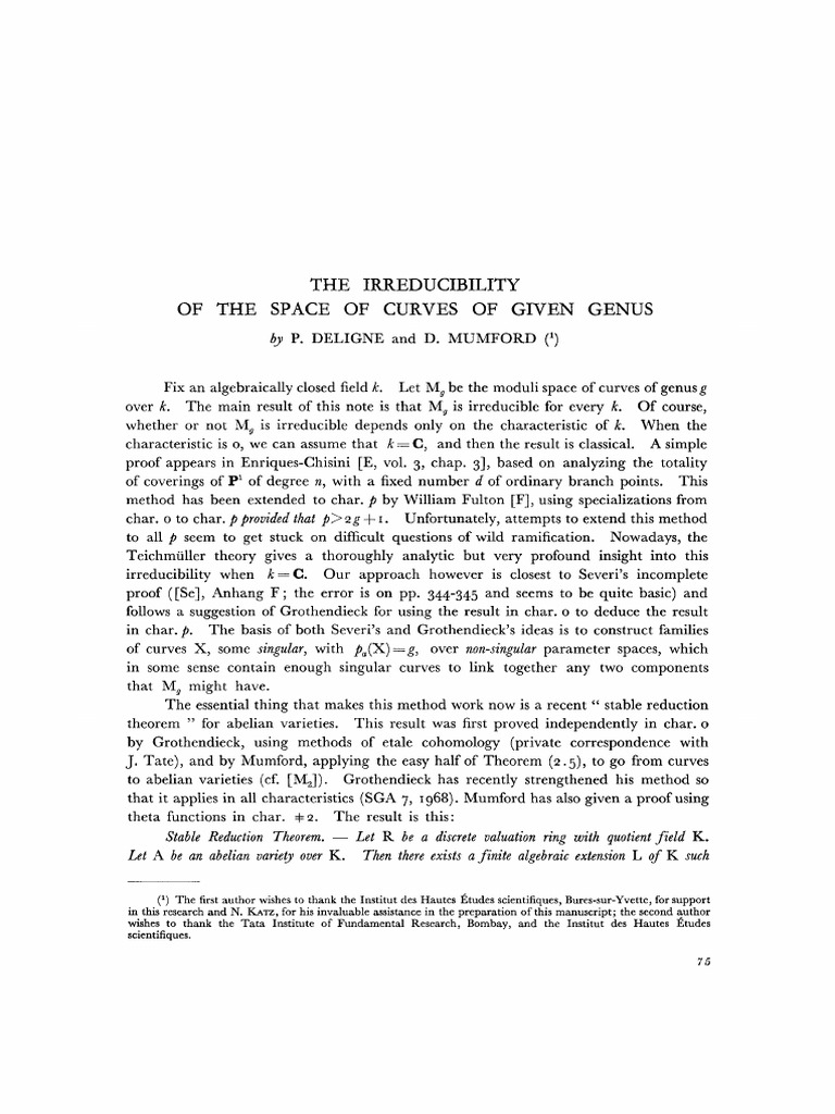 The Irreducibility of The Irreducibility Space of Curves of Given Genus ...