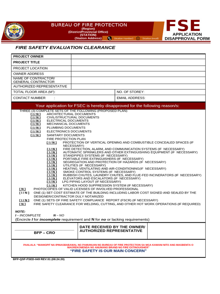 FSED 49F FSEC Application Disapproval Form Rev01 | PDF | Firefighting ...