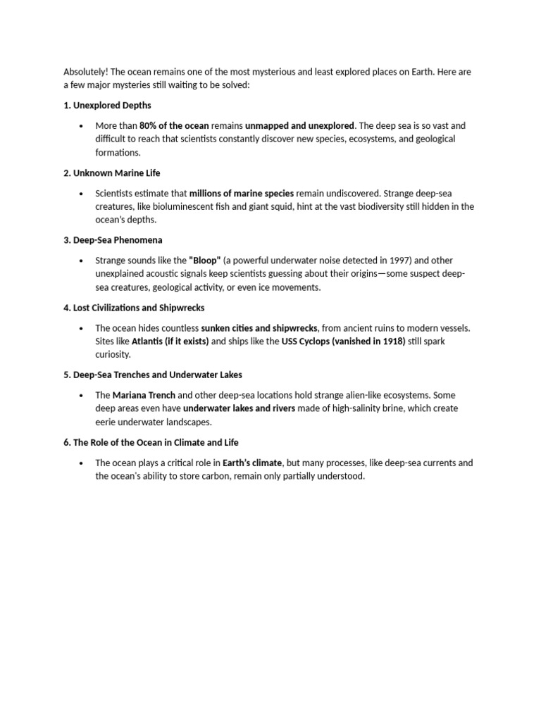 Ocean Mysteries | PDF