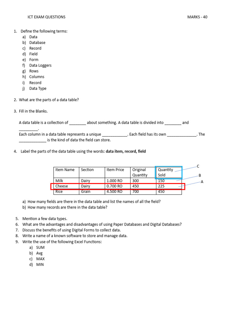 Ict Exam Questions | PDF