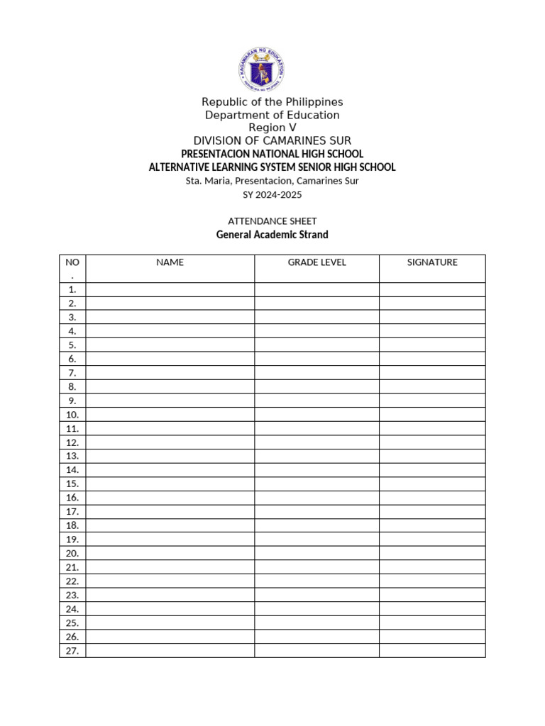 ATTENDANCE SHEET | PDF | Government | Public Administration