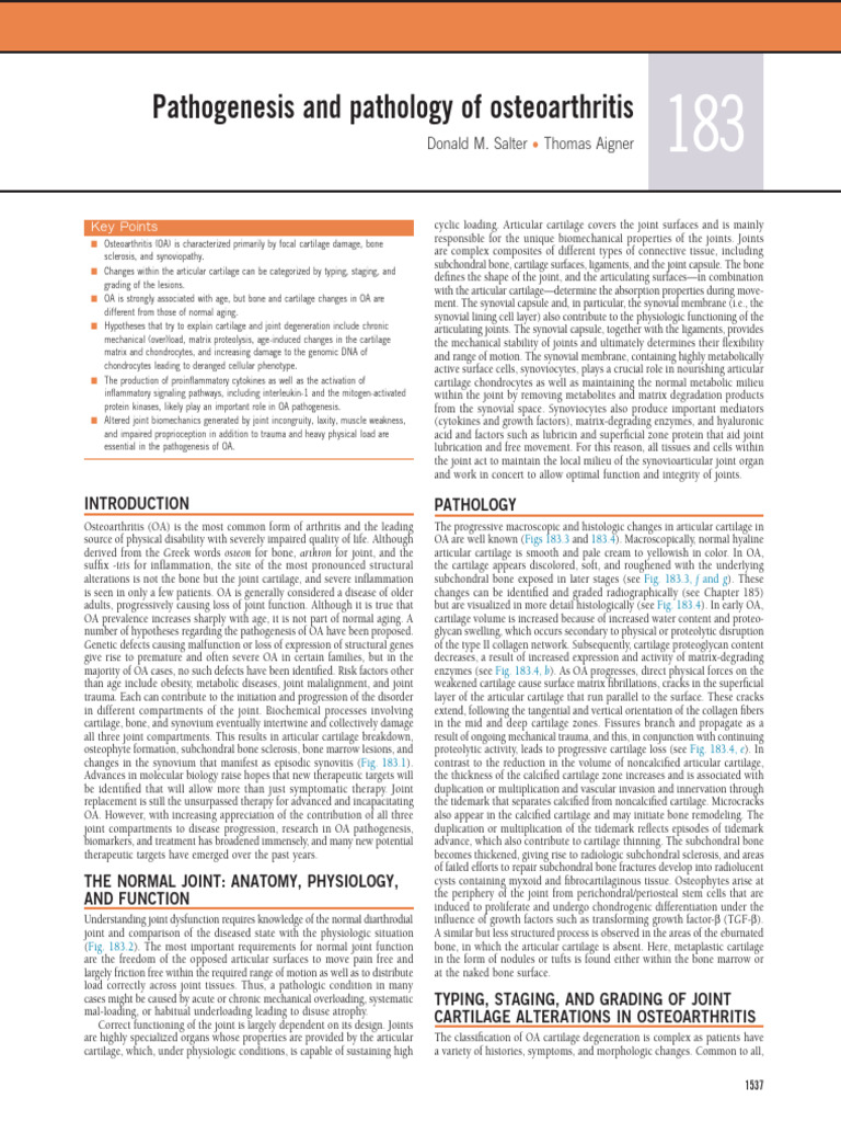 Pathogenesis and Pathology of Osteoarthritis | PDF | Cartilage | Bone