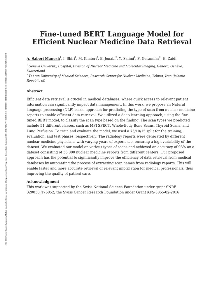 Fine-tuned_BERT_Language_Model_for_Efficient_Nuclear_Medicine_Data_Retrieval | PDF | Nuclear ...