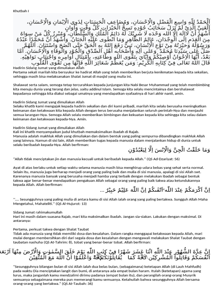 Khutbah Pak Alvin | PDF