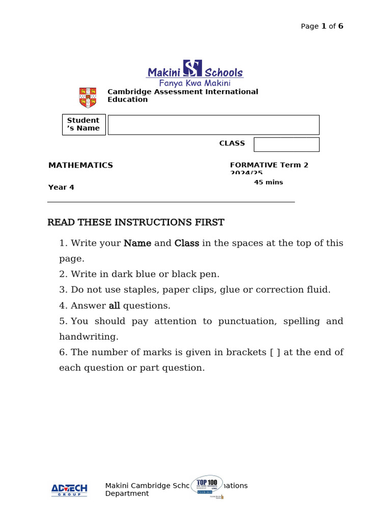 Yr 4 Maths | PDF