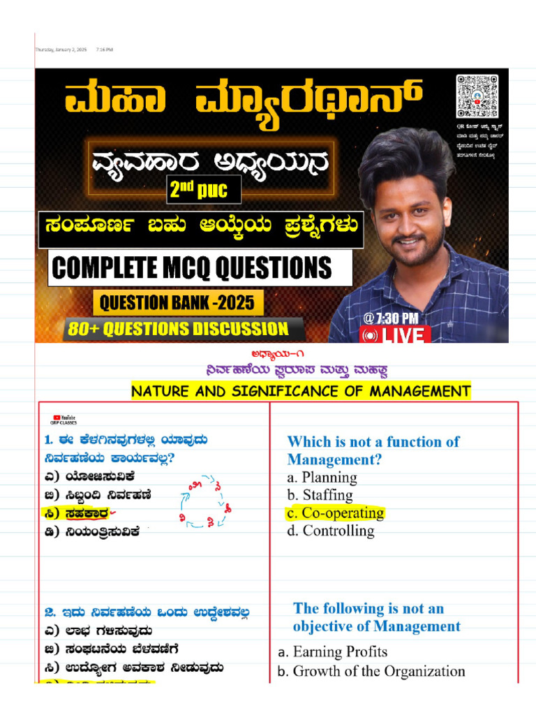 2nd Puc Bs All Chapter MCQ Question Bank-2025 | PDF