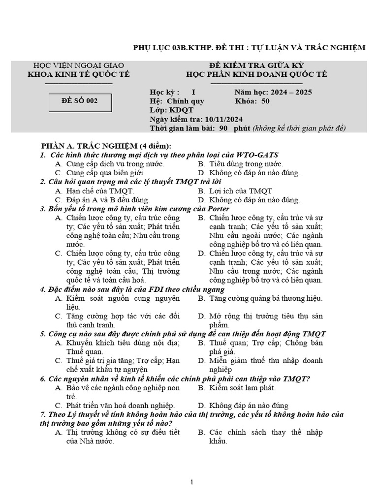Đề KDQT 02 - Edited | PDF