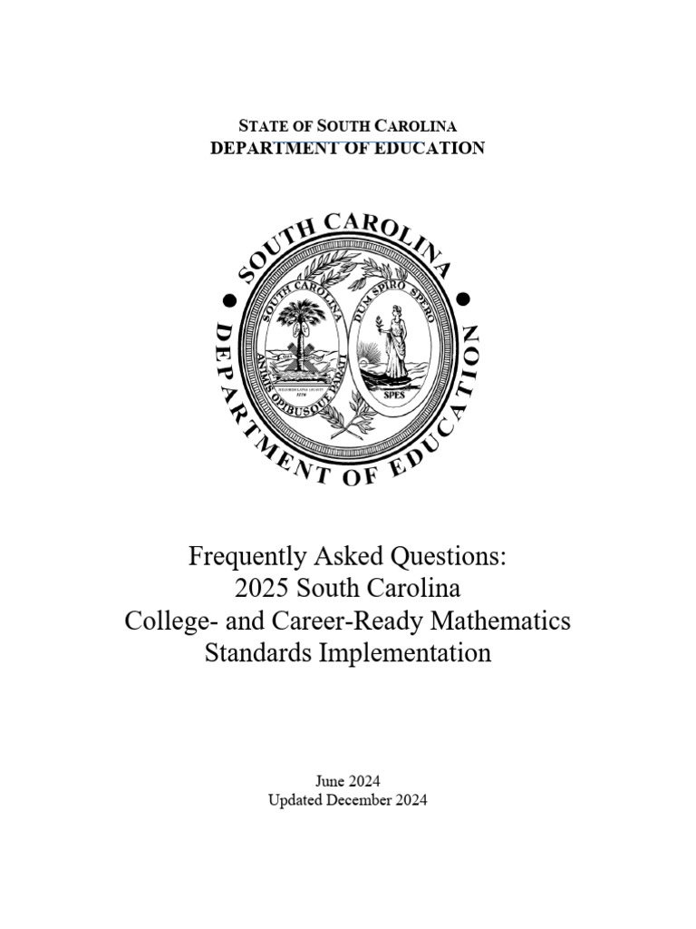 SC 2025 Math Standards FAQ Guide | PDF | Mathematics | Middle Schools