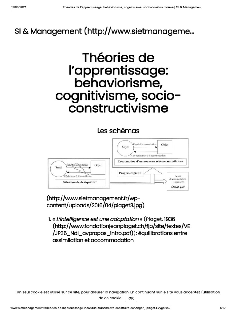 Théories de l’apprentissage_ behaviorisme, cognitivisme, socio-constructivisme _ | PDF