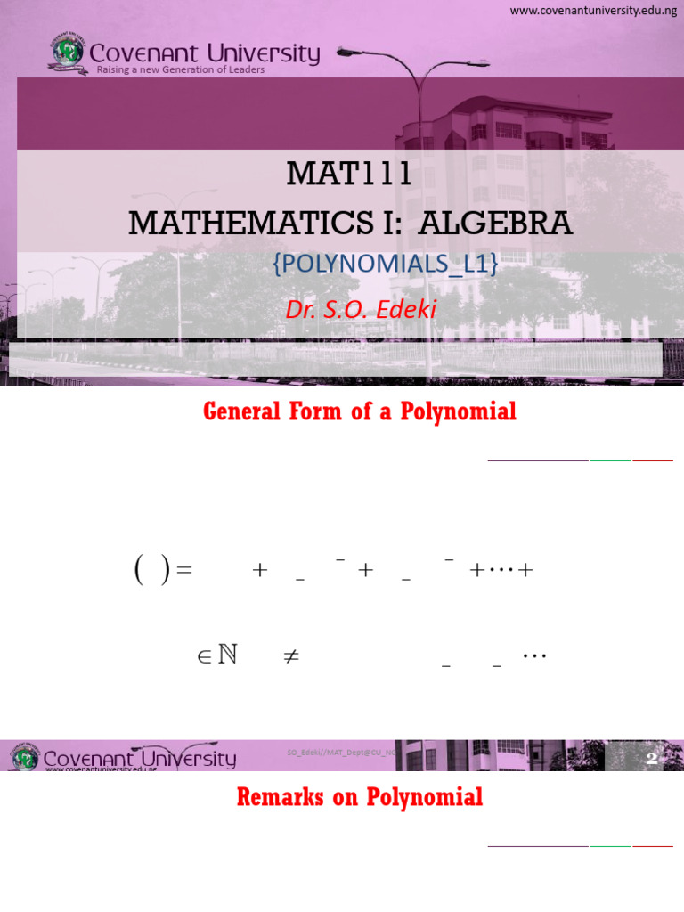 001-MAT111_P1_polynomial_1920 | PDF | Polynomial | Mathematics Of Computing
