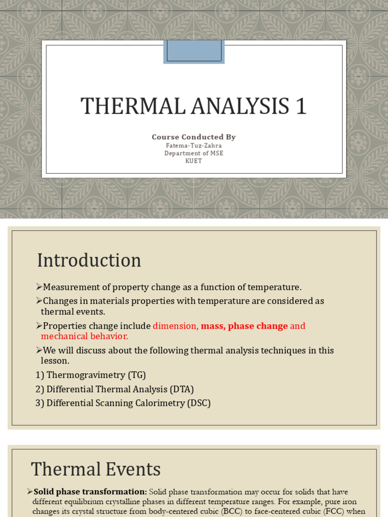 1.1 Thermal Analysis 1 | PDF | Differential Scanning Calorimetry ...