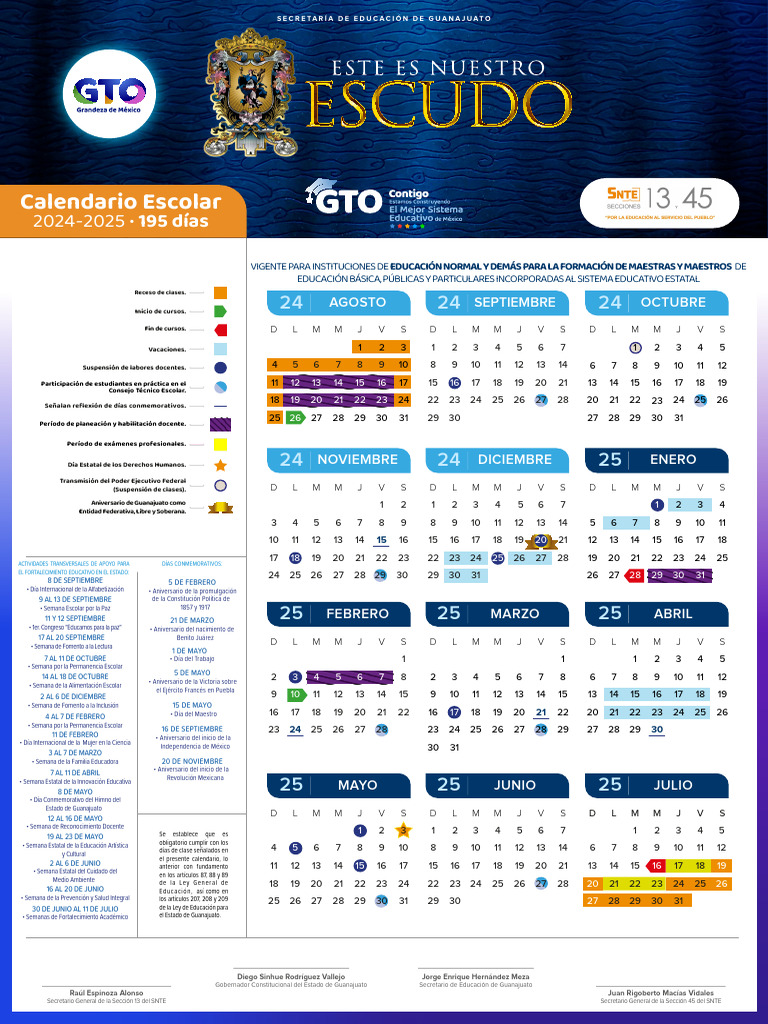 Calendario Escolar 2024-2025 Guanajuato | PDF | Gobierno