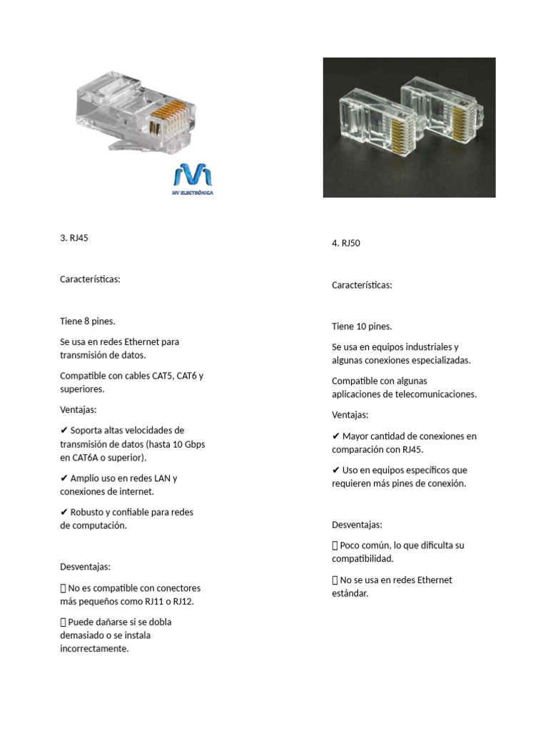 Características del conector RJ61 | PDF | Equipo de telecomunicaciones ...