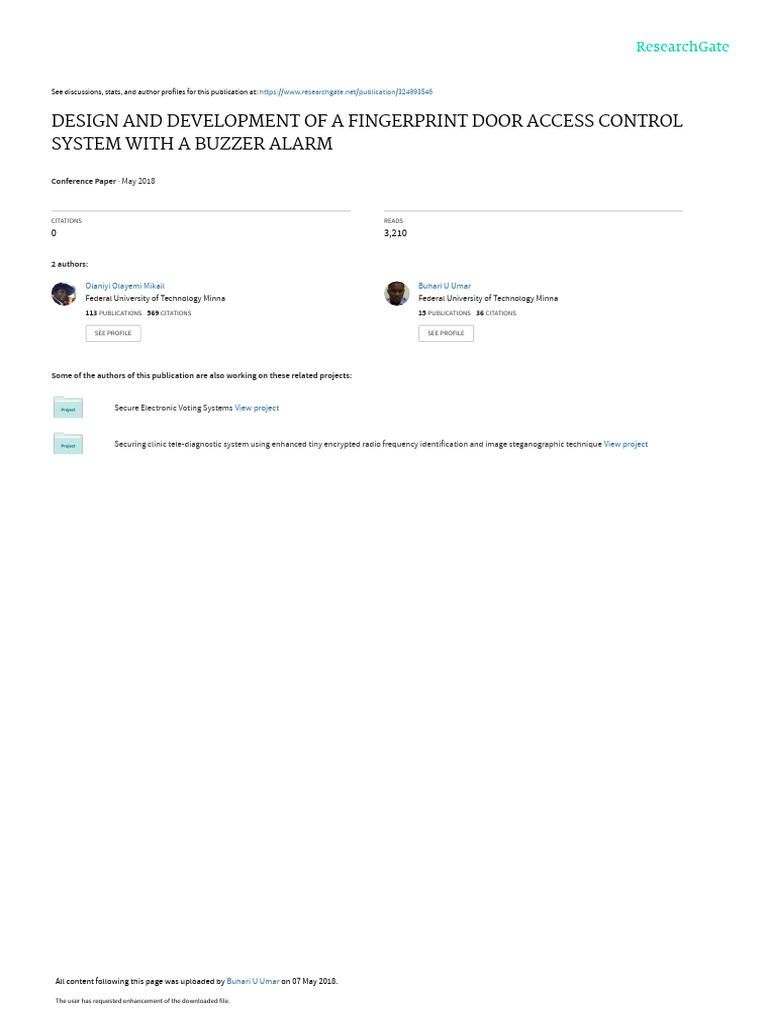 Fingerprint Access Control System Design | PDF | Biometrics | Access ...