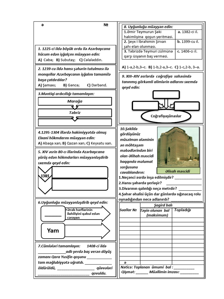 Azərbaycan tarixi VII sinif KSQ №4 (1) (1) | PDF