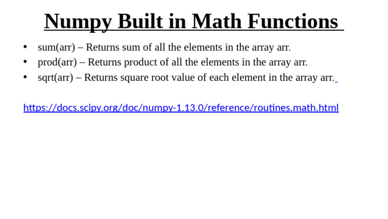 Numpy Built-in Math Functions | PDF