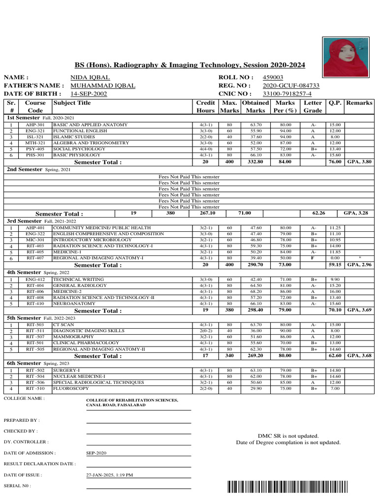 Radiography & Imaging Technology Transcript | PDF | Radiology | Academic Term