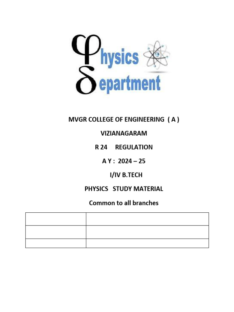 Engineering Physics Study Material 2024 | PDF | Crystal Structure ...
