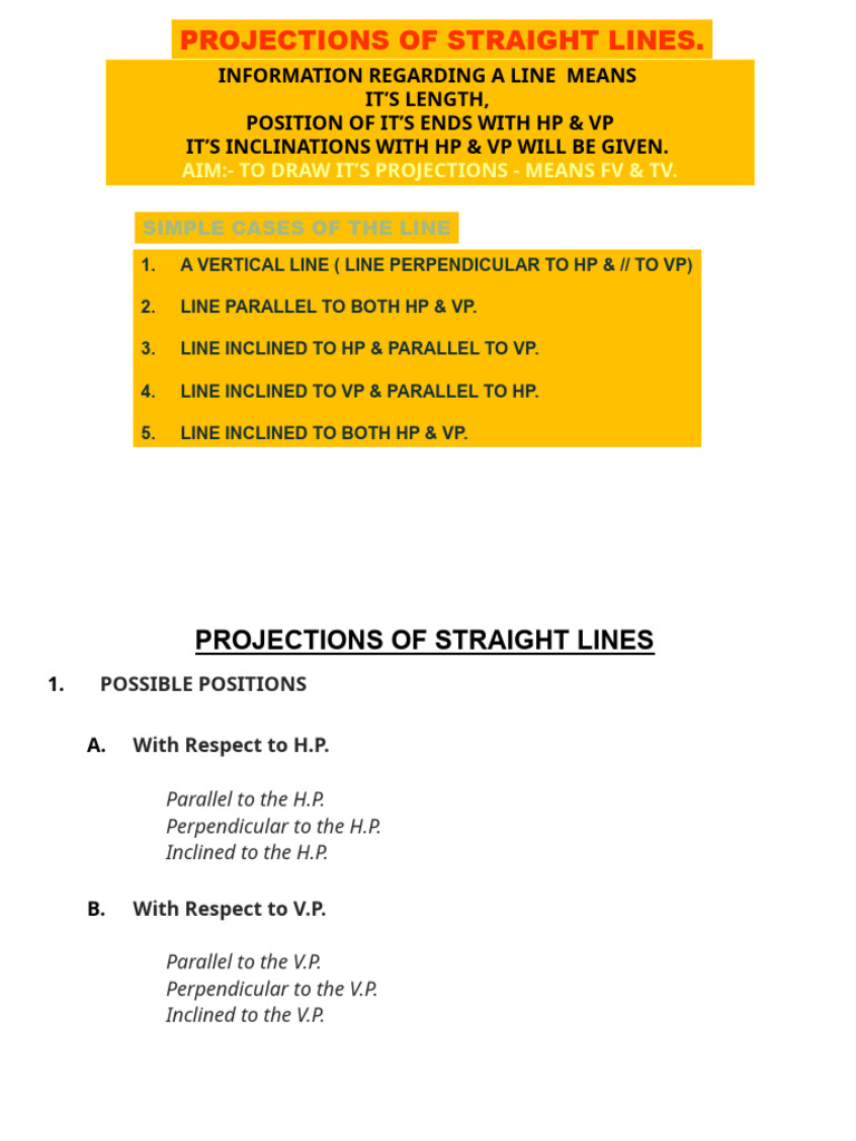 Week 4 and 5 - ORTOGRAPHIC PROJECTION - Projections of Lines | PDF ...