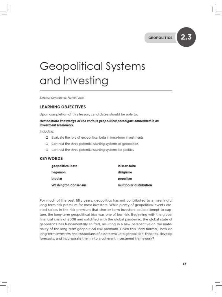 Geopolitical Systems in Investment Analysis | PDF | Inflation ...