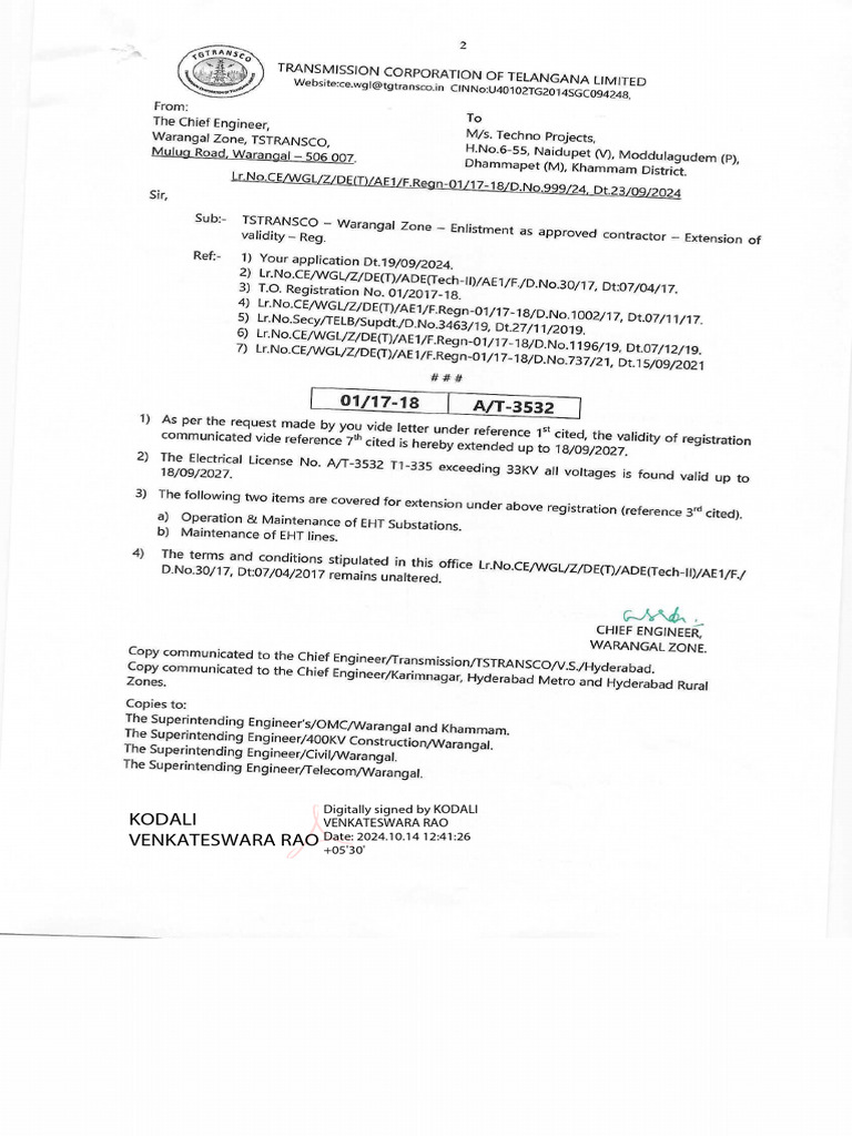 TG Transco Vendor Registration 2024-2027 | PDF