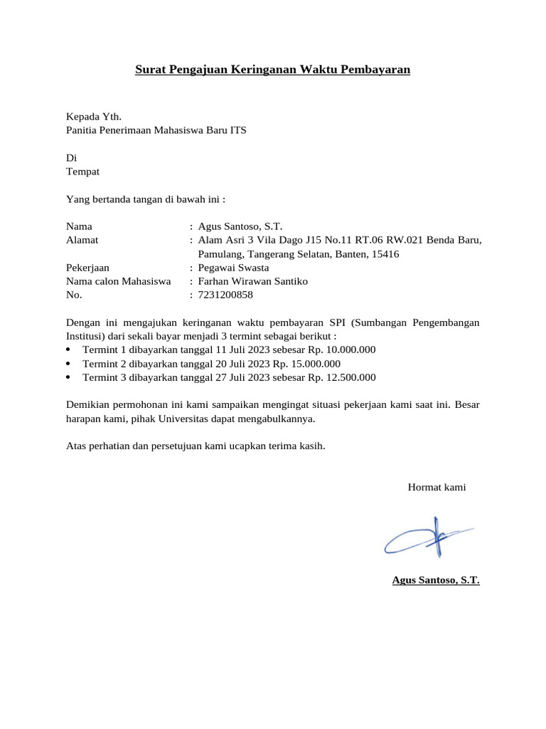 Surat Pengajuan Pembayaran | PDF