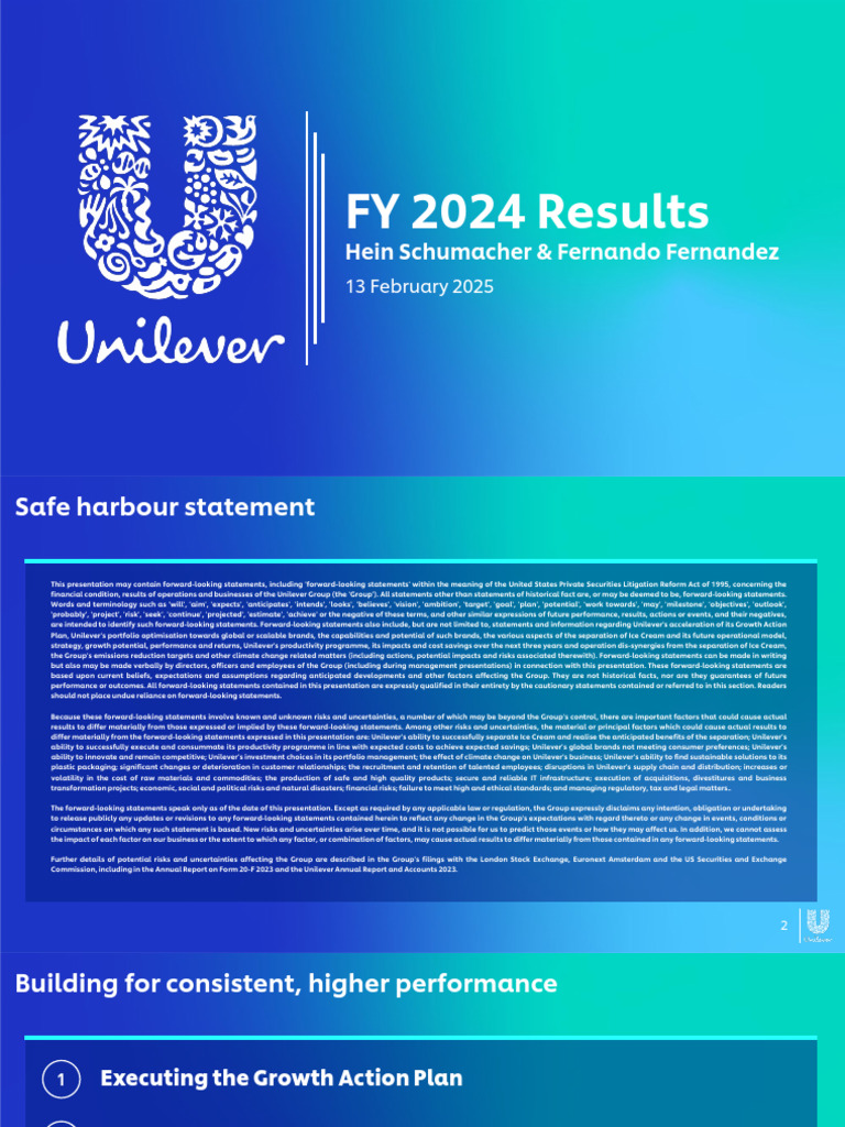 Unilever Q4 2024 Financial Highlights | PDF | Risk | Unilever
