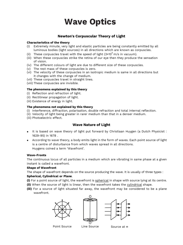 Wave Optics | PDF | Diffraction | Coherence (Physics)