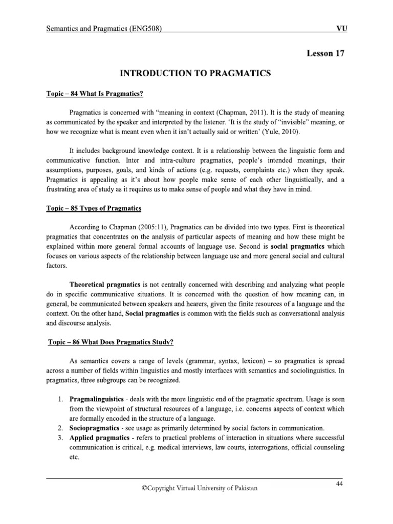 Pragmatics | PDF
