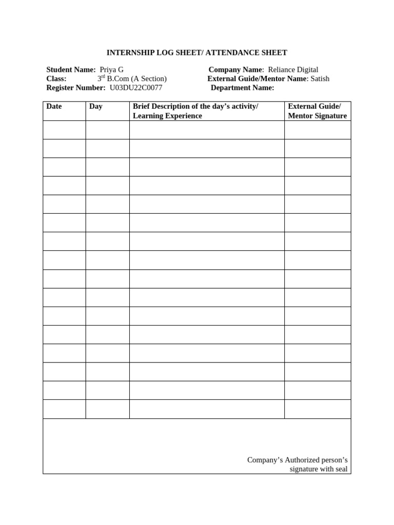 Log Sheet | PDF