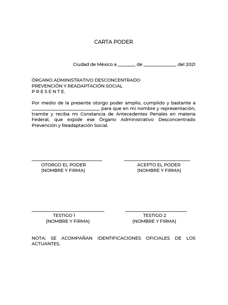 Formato de Carta Poder Pyrs | PDF