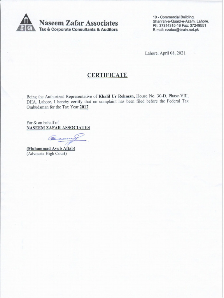 Certificate Regarding FTO | PDF