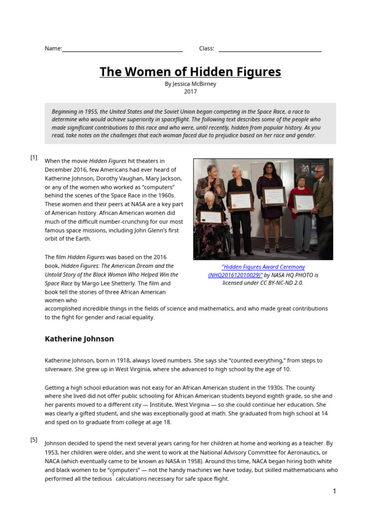 The_Women_of_Hidden_Figures- Class 8 (1) | PDF | Hidden Figures ...