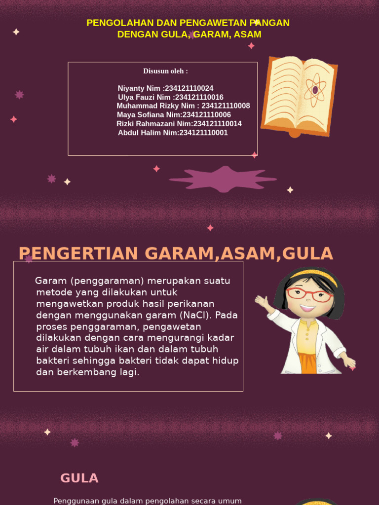 PPT Pengolahan Dan Pengawetan Gula,Asam, Garam | PDF