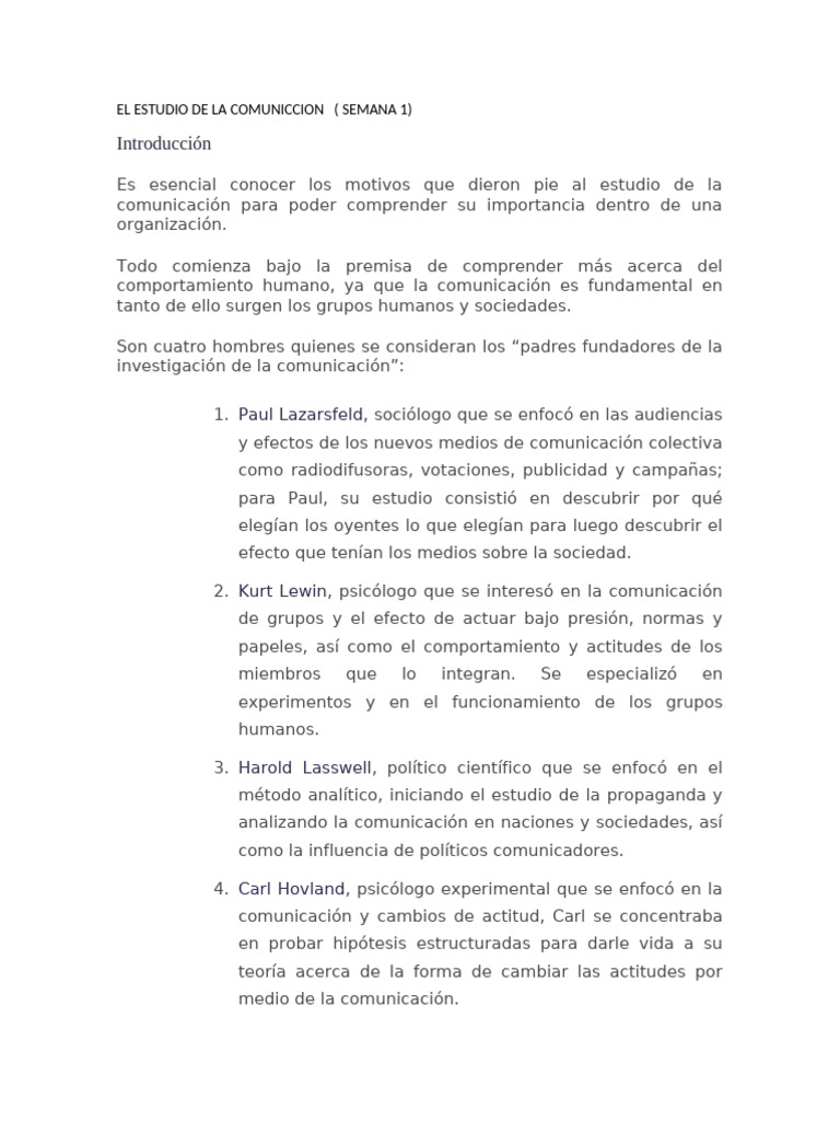 EL ESTUDIO DE LA COMUNICCION | PDF | Comunicación