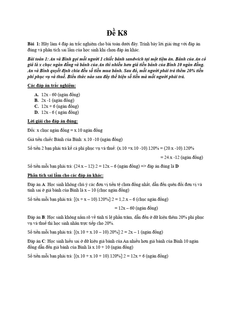 Đề K8 | PDF
