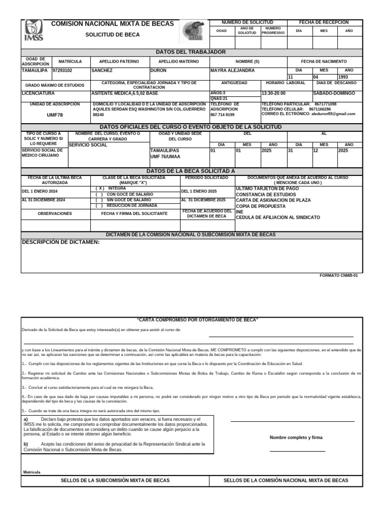 Formato Solicitud de Beca 2021-1 | PDF
