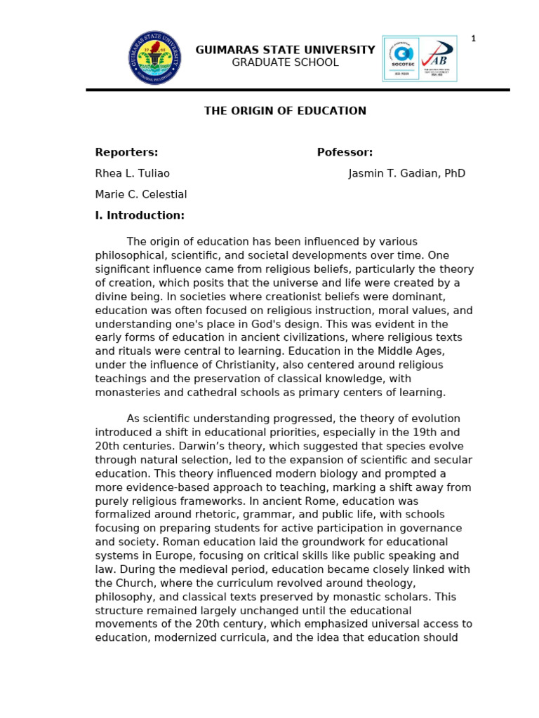 Evolution vs. Creation: Education Origins | PDF | Creationism | Natural ...