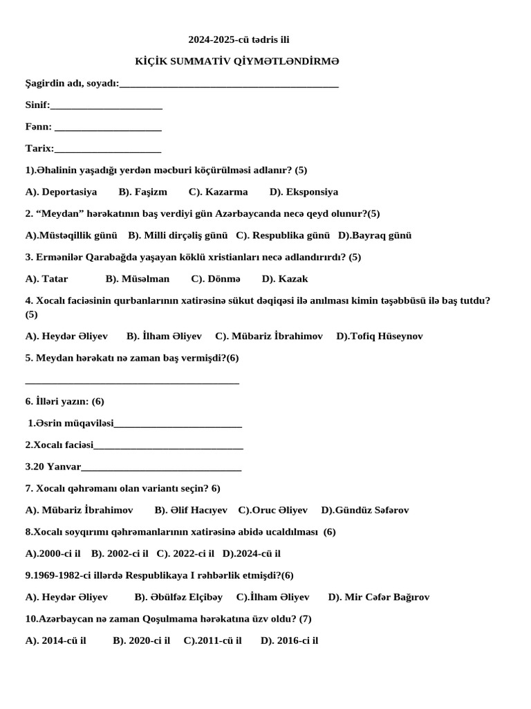 5-Ci Sinif Az Tarixi KSQ 4 Minare-Pervane | PDF