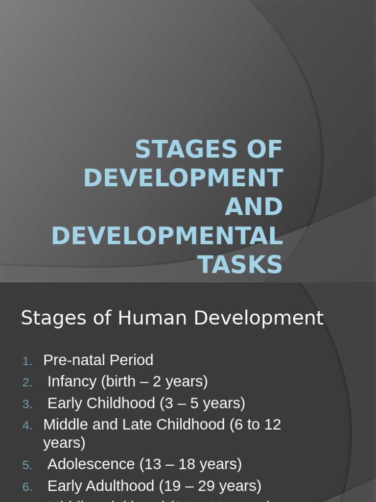 Stages of Development and Developmental Tasks | PDF | Developmental ...