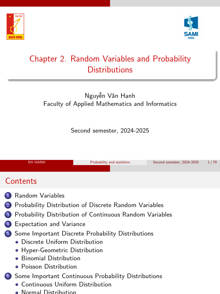 Random Variables and Probability Distributions | PDF | Probability Distribution | Random Variable