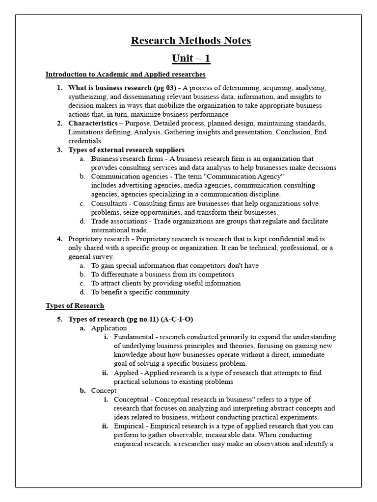 Research methods Unit 1 and 2 | PDF | Focus Group | Hypothesis